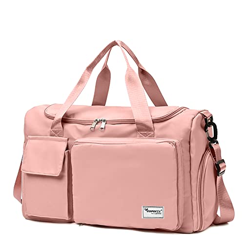 Small Gym Bag for Women, Overnight Weekender Travel Duffel Bag with Shoe Compartment and Wet Pocket, Foldable Waterproof Gym Tote Bag for Workout, Sport, Travel, Yoga