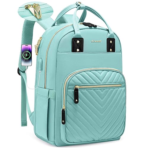 LOVEVOOK Backpack for Women Men, Laptop Bag 15.6 Inch Computer Back Pack with USB Port for Traveling Work Business, Waterproof Personal Item Travel Backpack Purse Casual Daily Nurse Bag, Mint Green