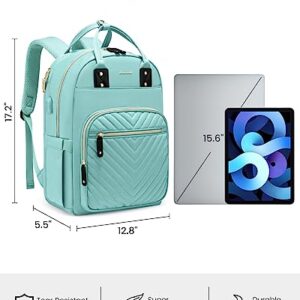 LOVEVOOK Backpack for Women Men, Laptop Bag 15.6 Inch Computer Back Pack with USB Port for Traveling Work Business, Waterproof Personal Item Travel Backpack Purse Casual Daily Nurse Bag, Mint Green