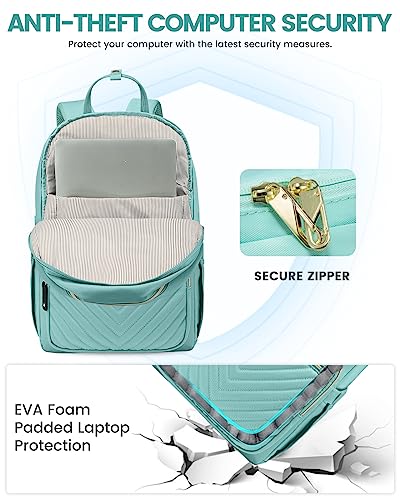 LOVEVOOK Backpack for Women Men, Laptop Bag 15.6 Inch Computer Back Pack with USB Port for Traveling Work Business, Waterproof Personal Item Travel Backpack Purse Casual Daily Nurse Bag, Mint Green