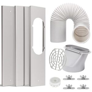 hoxha air conditioner window vent kit universal adjustable window kit with 5.9” diameter 59” length exhaust hose for ac unit, ac seal panel for horizontal&vertical window