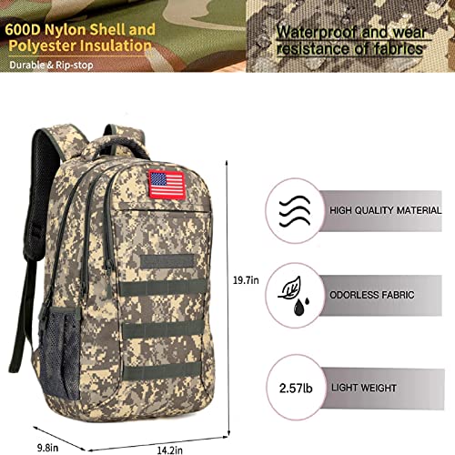 HYSANOG Tactical Boys Backpack for School,Military Teen Boys Backpack with USB Charging Pot,Camo Backpack Men 40L