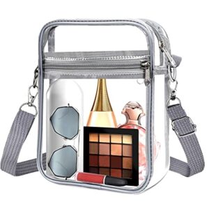 Clear Messenger Bag Stadium Approved,Clear Purse,Clear Crossbody Shoulder Bag with Adjustable Strap for Concerts, Sports Events Clear Bag(gray)