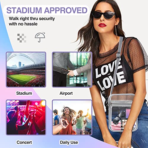 Clear Messenger Bag Stadium Approved,Clear Purse,Clear Crossbody Shoulder Bag with Adjustable Strap for Concerts, Sports Events Clear Bag(gray)