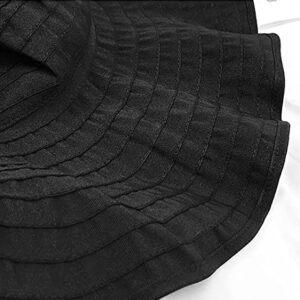 Floppy Sun Hat with Ponytail Hole for Women, Packable Shapable Sun Beach Visor Hats for Women Travel Black