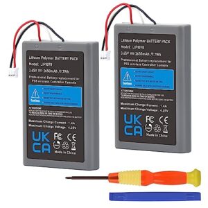 ps5 controller battery replacement, 2 pack 2650mah lip1708 battery ps5 for sony ps5 playstation 5 dualsense cfi-zct1w wireless controller