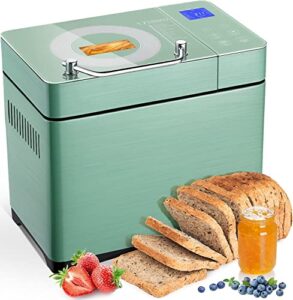 keepeez 2.2lb large bread maker machine-dual heaters, 17-in-1 breadmaker with gluten-free, pizza dough, jam, auto nut dispenser,ceramic pan&touch panel, 3 loaf sizes 3 crust colors,15h timer,recipes