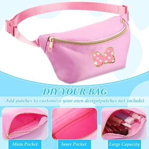 Amylove 9 Pieces Fanny Packs Nylon Waist Bag Zipper Travel Running Bag with Adjustable Strap for Women Men Girls Kids (Bright Colors)