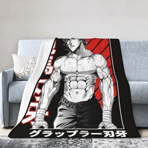 anime baki the grappler blanket tapestry sofa office bedroom throw blankets super soft cozy microfiber blanket bedding 40"x30"