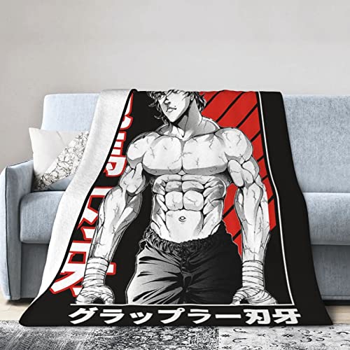 Anime Baki The Grappler Blanket Tapestry Sofa Office Bedroom Throw Blankets Super Soft Cozy Microfiber Blanket Bedding 40"X30"