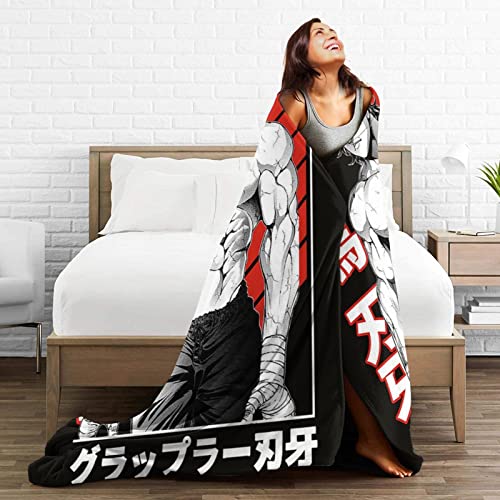 Anime Baki The Grappler Blanket Tapestry Sofa Office Bedroom Throw Blankets Super Soft Cozy Microfiber Blanket Bedding 40"X30"