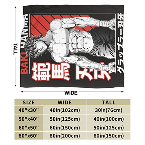 Anime Baki The Grappler Blanket Tapestry Sofa Office Bedroom Throw Blankets Super Soft Cozy Microfiber Blanket Bedding 40"X30"