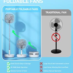 Portable Foldable Fan for Travel, Esemoil 8" Oscillating Rechargeable Fan with Remote, 10800mAh Rechargeable Folding Standing Table Fan with 4 Speeds, Floor Pedestal Fan for Bedroom Office Travel Camp