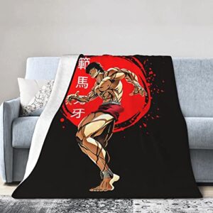 anime baki the grappler blanket tapestry sofa office bedroom throw blankets super soft cozy microfiber blanket bedding 60"x50"