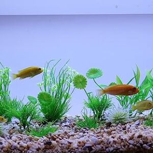 Fishdance Aquarium Plants, Artificial Fish Tank Decorations Decor Plastic Plants Set 12 Pcs