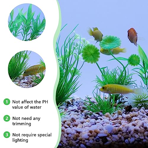 Fishdance Aquarium Plants, Artificial Fish Tank Decorations Decor Plastic Plants Set 12 Pcs