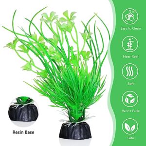 Fishdance Aquarium Plants, Artificial Fish Tank Decorations Decor Plastic Plants Set 12 Pcs