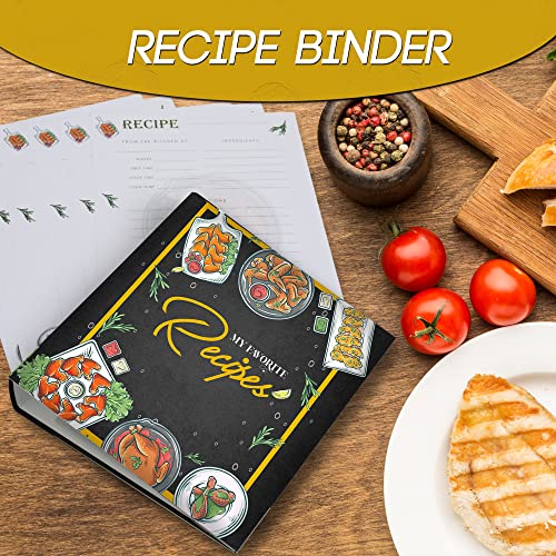 67 pcs Recipe Book Elegant 3-Ring Design, This Recipe Book to Write in Your Own Recipes Has 30 Paper Sheets, 6 Divider Sheets, 30 Clear Protective Sleeves Recipe Binder, Ideal for Family Recipes.