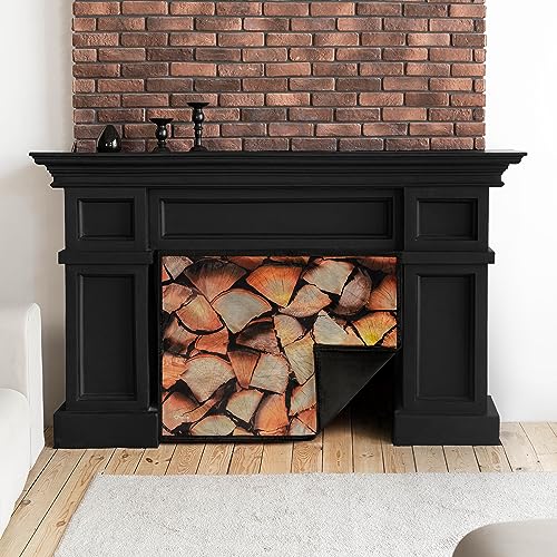 Choice Home Goods Magnetic Fireplace Cover - Cozy Wood Design Fireplace Draft Blocker - Fire Place Cover for The Living Room - Fireplace Insulation Draft Stopper - Fireplace Blanket - 39 x 32”