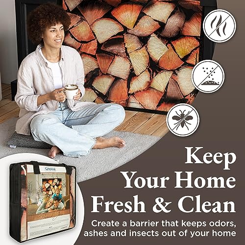 Choice Home Goods Magnetic Fireplace Cover - Cozy Wood Design Fireplace Draft Blocker - Fire Place Cover for The Living Room - Fireplace Insulation Draft Stopper - Fireplace Blanket - 39 x 32”