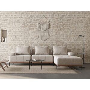 Acanva Convertible Modular Sectional Sofa, Mid-Century Modern Minimalist Free Combination U/L Shaped Reversible Couch for Living Room, 4 Piece Set, Beige