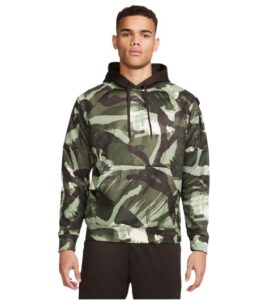 nike therma-fit men's allover camo fitness hoodie (as1, alpha, m, regular, regular, velvet brown/coconut milk)