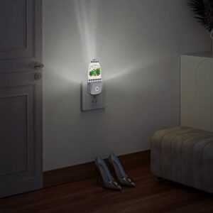 St. Patrick's Day Night Light, LED Plug in Night Light, Black White Checkered Green Truck Clover Gold Night Lights with Dusk to Dawn Sensor Decorative Kids/Adults Nightlight for Bedroom Bathroom