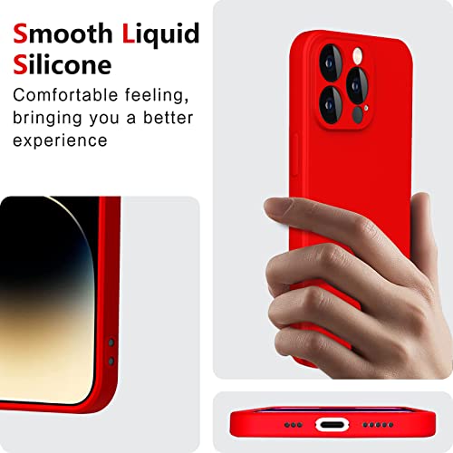 RLUYIDIKS for iPhone 14 Pro Max Case Silicone Slim Full Body Protective Cover for iPhone 14 pro max case Shock Absorption, Skin Friendly 6.7Inch Phone Case.Red RUS05-32