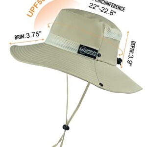 Koreshion Men Sun Hat UV UPF Wide Brim Summer Hat Waterproof Breathable Fishing Hat Adjustable Foldable Boonie Cap Outdoor Beach Hiking Safari Golf Beige