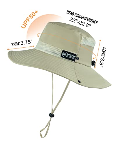 Koreshion Men Sun Hat UV UPF Wide Brim Summer Hat Waterproof Breathable Fishing Hat Adjustable Foldable Boonie Cap Outdoor Beach Hiking Safari Golf Beige