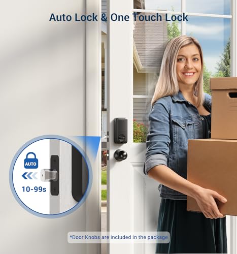 Veise Keyless Entry Door Lock with 2 Door Knobs - Keypad Door Lock with Handle, Front Door Lock Set, Electronic Keypad Deadbolt Smart Lock, Auto Lock, Easy Installation, Oil-Rubbed Bronze