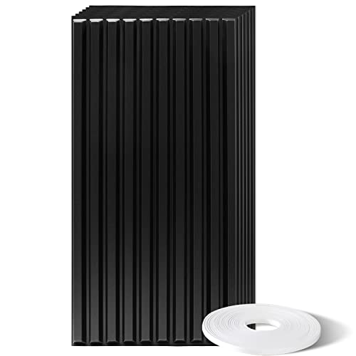 STICKGOO 6PCS 3D Wall Panels Peel and Stick, Main String Slat Wall Paneling, PVC Black 3D Wall Panels for Wall, Drop Ceiling Tiles for Interior Wall Decor, 23.6" x 47.2" x 6PCS, 46.5 Sq.Ft, Black