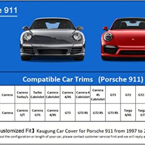 Kaugung Car Cover Waterproof Custom Fit Porsche 911（1997-2023）, Lightweight Full Exterior Cover for Automobiles All Weather Outdoor Sun UV Rain Dust Snow Wind Protection.