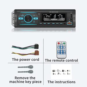 Single Din Car Audio System, FM Radio Receiver, in-Dash Car Stereo, Bluetooth Hands-Free Calling, MP3 Player, USB, AUX-in, IR Remoter, 7-Color Illumination, 12V