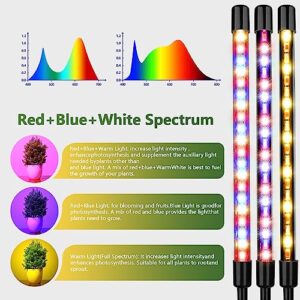 ZXMEAN LED Grow Light, 3 Heads Red Blue White Full Spectrum Plant Light with Clamp for Indoor Plants & Seed Starting, 10-Level Dimmable, Auto On Off, Timing 4 9 12Hrs