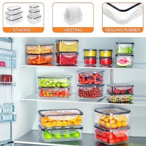 40 PCS Food Storage Containers with Lids Airtight (20 Containers & 20 Lids), Plastic Meal Prep Container-Stackable 100% Leakproof & BPA-Free Organization and Storage Set, Lunch Containers