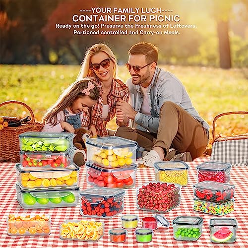 40 PCS Food Storage Containers with Lids Airtight (20 Containers & 20 Lids), Plastic Meal Prep Container-Stackable 100% Leakproof & BPA-Free Organization and Storage Set, Lunch Containers