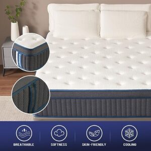 King Mattress, Lechepus 14 Inch Hybrid Mattress,Plush Gel Memory Foam and Pocket Springs Mattress in Box,Fiberglass Free,King Size Mattressfor Cooler Supportive & Back Pain Relief, 76" X 80" X 14"