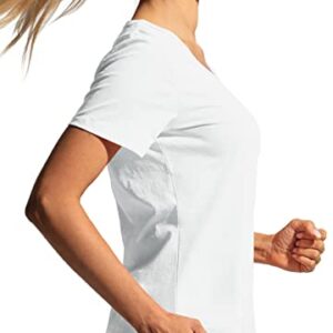 Hiverlay Workout Shirts for Women Short Sleeve Scoop Neck Tops Athletic Quick Dry Gym T-Shirts Yoga Running Tee White XXXL