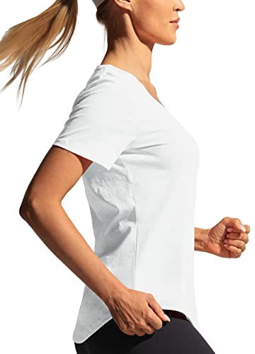 Hiverlay Workout Shirts for Women Short Sleeve Scoop Neck Tops Athletic Quick Dry Gym T-Shirts Yoga Running Tee White XXXL