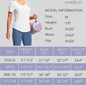 Hiverlay Workout Shirts for Women Short Sleeve Scoop Neck Tops Athletic Quick Dry Gym T-Shirts Yoga Running Tee White XXXL