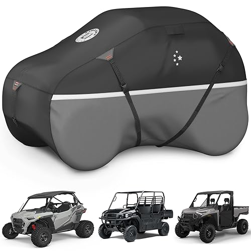 LIBZAKI UTV Cover,420D Waterproof UTV Covers 2-3 Seater/4-6 Seater Heavy Duty for Polaris Ranger RZR Yamaha Rhino Can-Am Commander Defender Maverick X3 Pioneer Kawasaki Mule Sxs Teryx Black/Gray