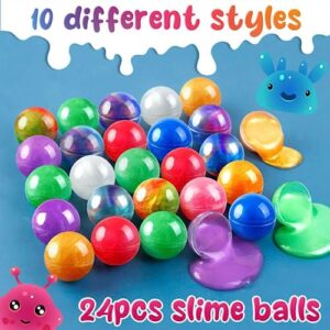 24+48 Galaxy Slime Party Favors for Kids, Slime Balls Pack Bulk Unicorn Mermaid Stress Relief Slime Gift Toys with Rings Slime Charms for Girls Boys 10-12, Crystal Clear Non-Sticky, Fluffy, Slime Kits