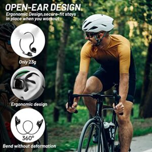 Bone Conduction Headphones, Open Ear Sports Headphones Wireless with Mic, Bluetooth 5.3, IPX6 Waterproof, Hi-Fi Sound Quality Bass Dynamic Unit, Only 23g, Perfect for Workout, Running, Cycling, Hiking