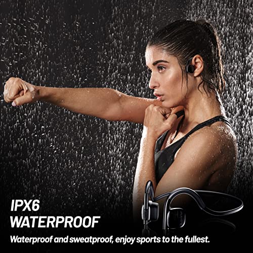 Bone Conduction Headphones, Open Ear Sports Headphones Wireless with Mic, Bluetooth 5.3, IPX6 Waterproof, Hi-Fi Sound Quality Bass Dynamic Unit, Only 23g, Perfect for Workout, Running, Cycling, Hiking