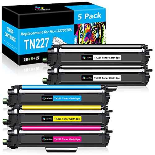 LeciRoba Compatible for Brother HL-L3270CDW Toner Cartridges High Yield TN227 TN-227 Replacement for Brother HL-L3290CDW HL-L3210CW HL-L3230CDW MFC-L3770CDW Printer (2Black/Cyan/Yellow/Magenta, 5 PK)