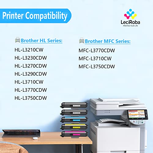 LeciRoba Compatible for Brother HL-L3270CDW Toner Cartridges High Yield TN227 TN-227 Replacement for Brother HL-L3290CDW HL-L3210CW HL-L3230CDW MFC-L3770CDW Printer (2Black/Cyan/Yellow/Magenta, 5 PK)