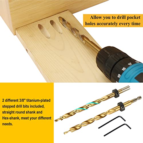 Pocket Hole Jig Kit, Professional Woodworking Pocket Screw Jip, Upgraded All-Metal Dowel Jig Kit for Carpentry Joinery Men