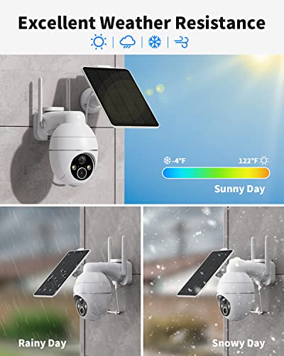 TKENPRO 2K Security Cameras Wireless Outdoor With Ultra HD Spotlight Color Night Vision, Solar Security Camera Outdoor With PIR Detection, Pan Tilt, 4X Digital Zoom, 2.4GHZ Wi-Fi, IP65 Waterproof