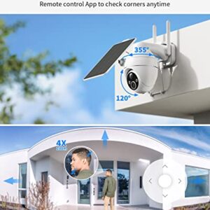 TKENPRO 2K Security Cameras Wireless Outdoor With Ultra HD Spotlight Color Night Vision, Solar Security Camera Outdoor With PIR Detection, Pan Tilt, 4X Digital Zoom, 2.4GHZ Wi-Fi, IP65 Waterproof